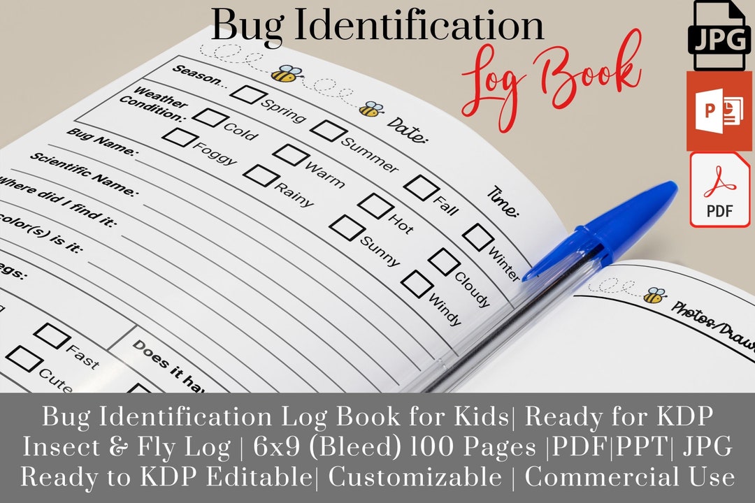 Bug Identification Log Book for Kids 6x9 (bleed) 100 Pages |PDF|PPT ...