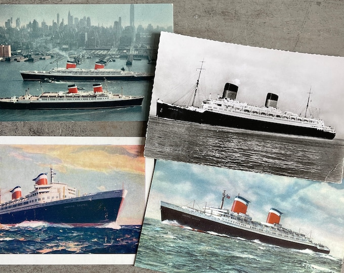 Vintage Set of 4 Postcards. SS United States, SS America, SS Liberté ...
