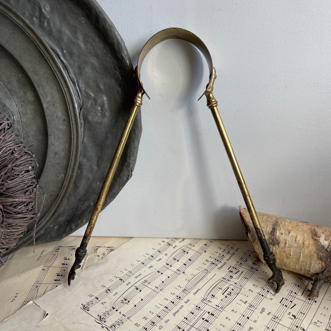 Vintage Brass Fire Tongs Fireplace Coal Tongs Fire Etsy