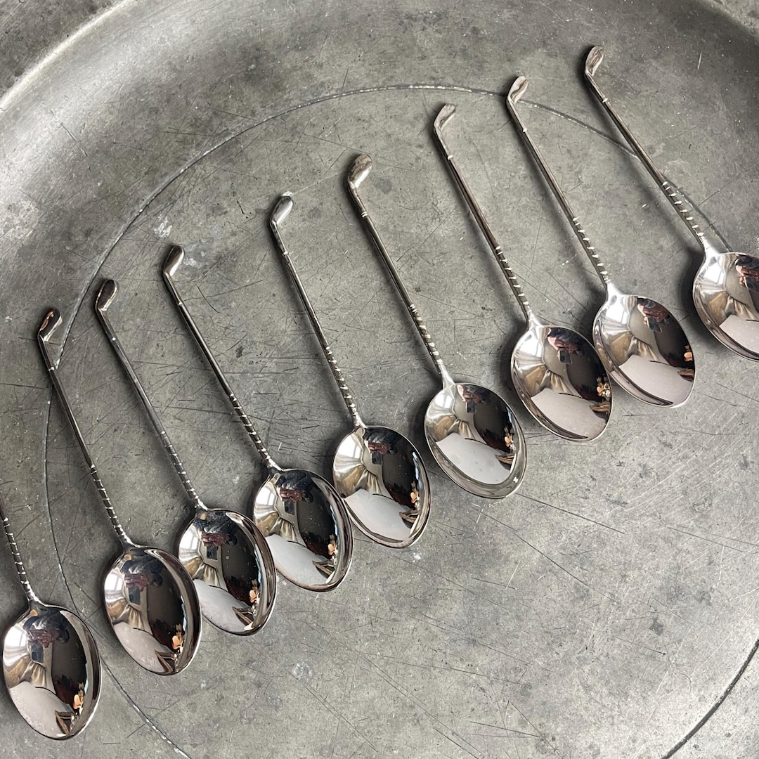 Vintage English Set of 9 Golf Theme Coffee Spoons. Golf Club Trophy. - Etsy
