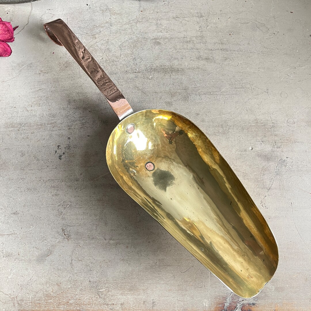 Vintage Brass Scoop With Copper Handle, Grain / Flour Scoop, Coal ...