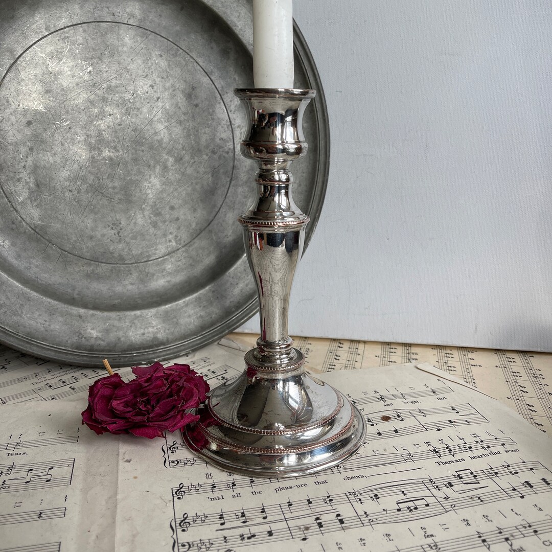 Antique Silver Plated Candlesticks - Distressed - Octagonal - Shabby ...