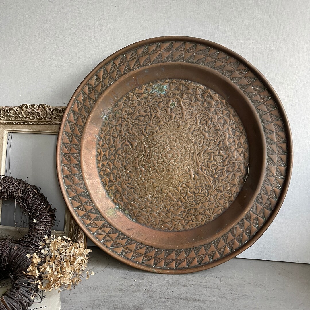 Fabulous Vintage Copper Plate. Large Boho Platter. Home Decor. Copper ...