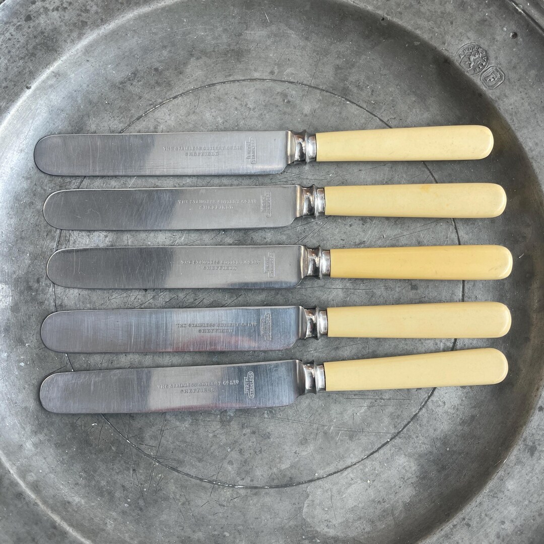 Vintage Faux Bone Handle Cutlery, Sheffield England Stainless Steel ...