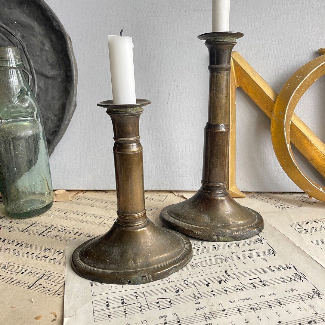 Antique Georgian Telescopic Brass Candlesticks, Photography Prop - Etsy