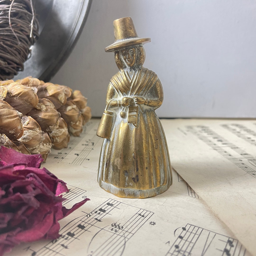 Vintage Welsh Lady Brass Bell, Hand Bell, Figure Bell, Wedding Bell ...