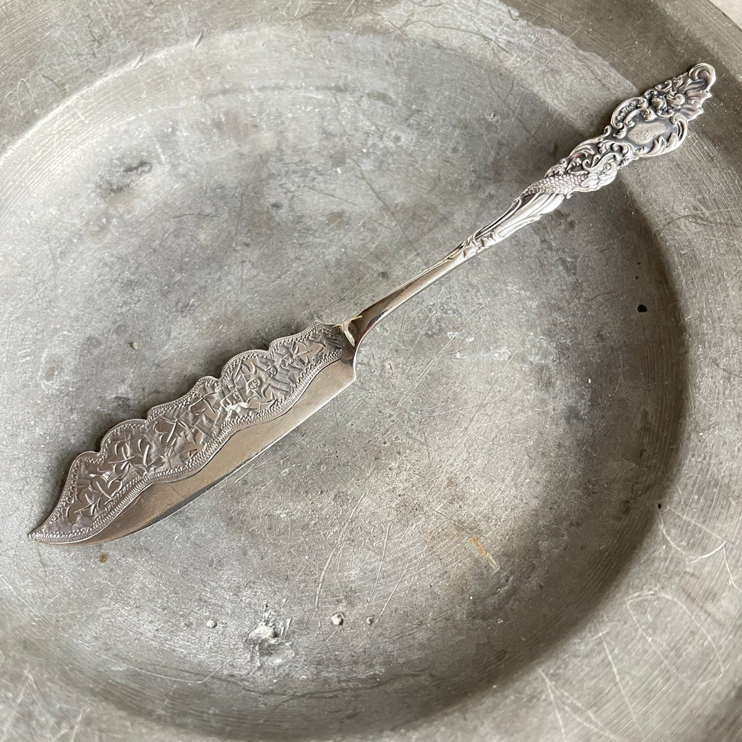 Antique Victorian Butter Spreader, Solid Silver Ornate Butter Server ...