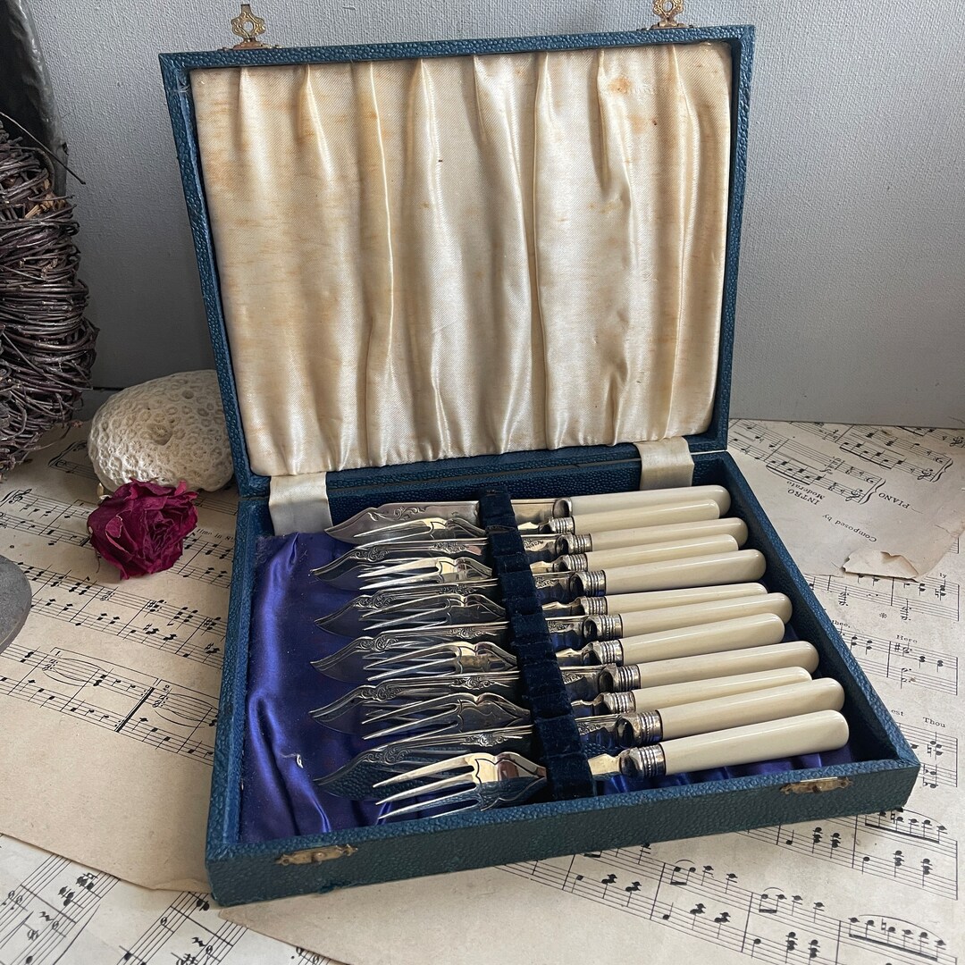 Vintage Fish Cutlery Silver Plated Set of 6. Food Photography Props ...