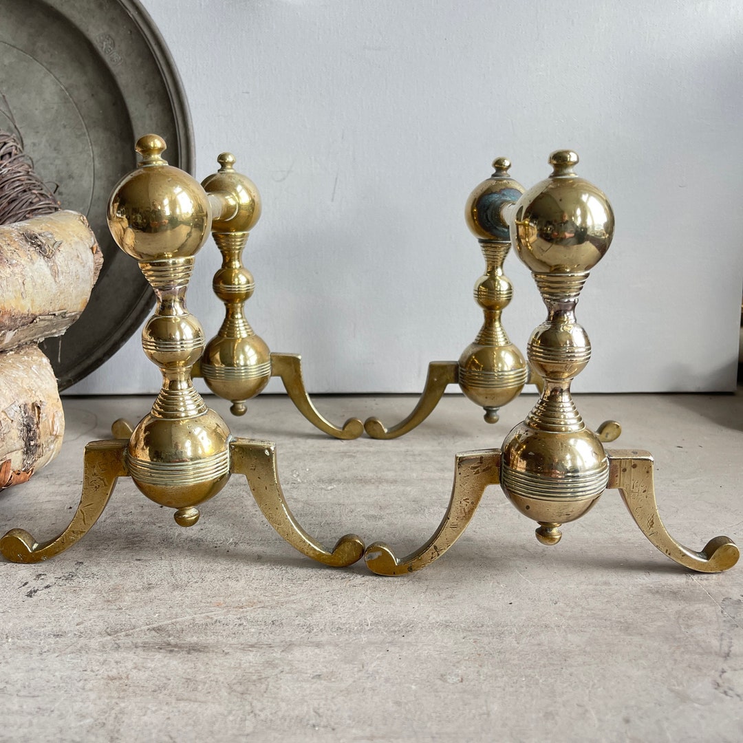 Vintage Brass Fire Irons. Andirons. Fire Dogs. Fire Accessories. Home ...