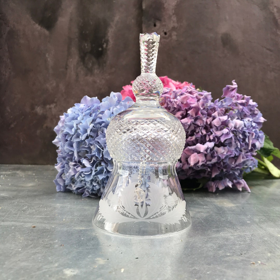 Vintage Edinburgh Crystal Bell Thistle Design, Cut Crystal Bell ...