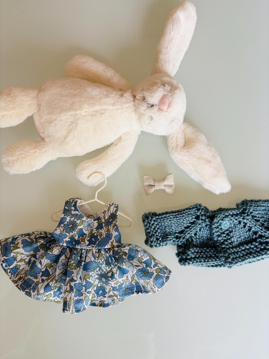 Small Bunny / Rabbit Dress, Cardigan and Bow Set, Small Bashful Bunny ...