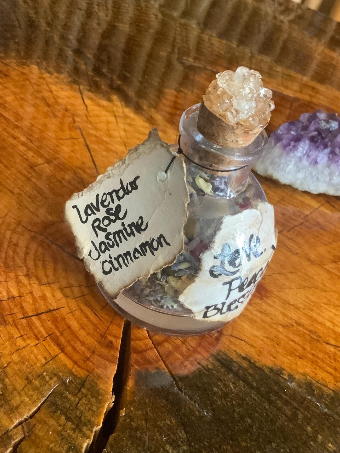 Herb Bottle. Cute Altar Bottle. Blessing & Love. Jasmin, Rose Lavendar ...