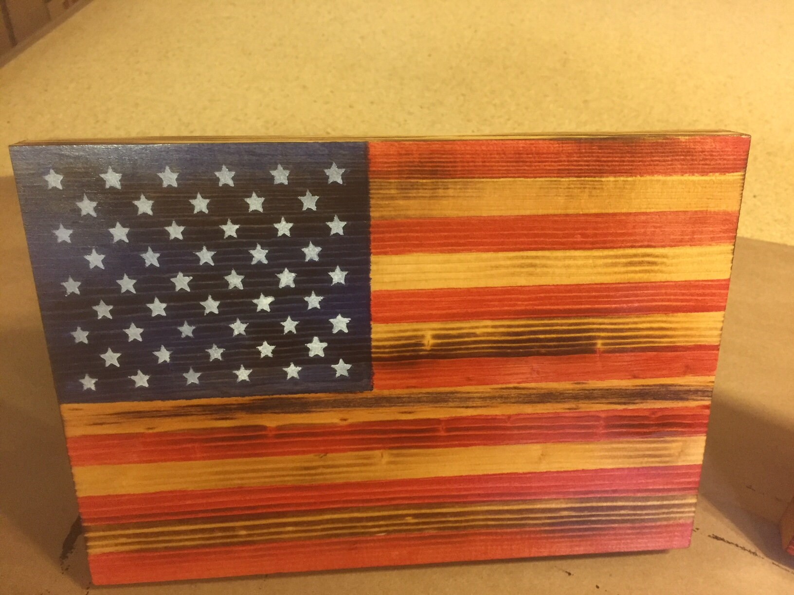 American Flag Desktop Tabletop Wood Burned Veteran Handmade - Etsy