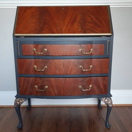 Teal and Gold Writing Bureau Desk Custom Order - Etsy UK