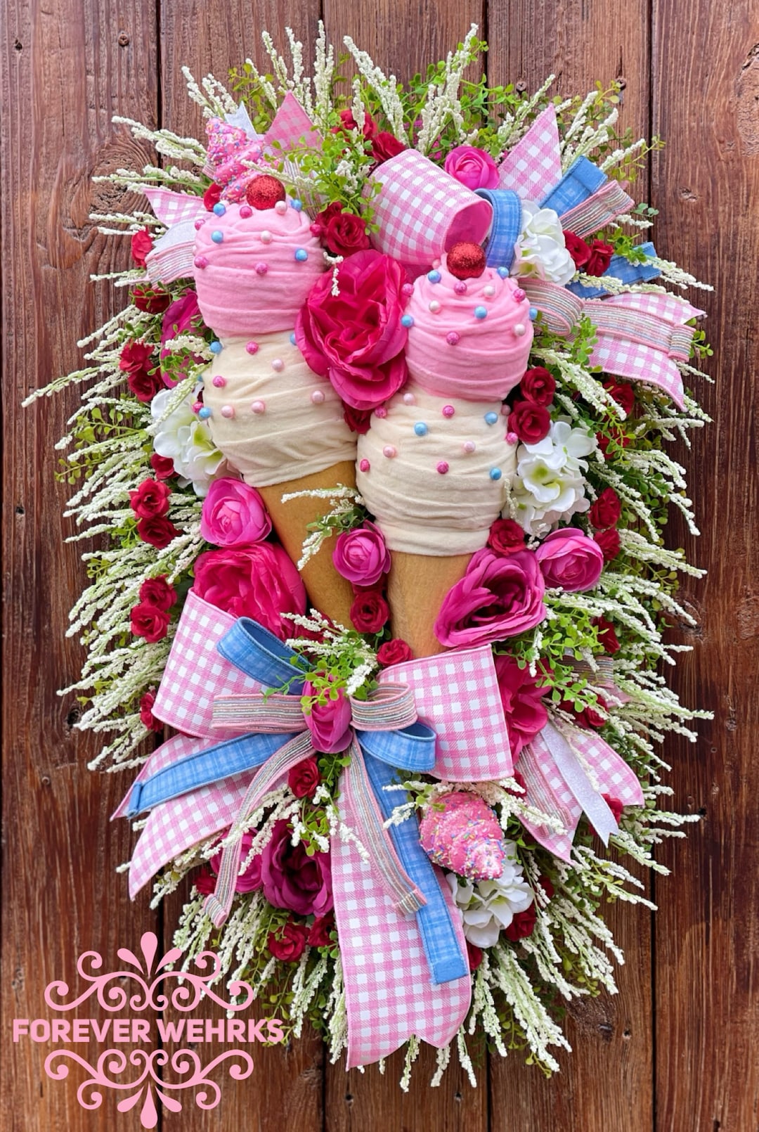 Ice Cream Cone Swag, XL Ice Cream Wreath, Summer Wreath, Sweet Home ...