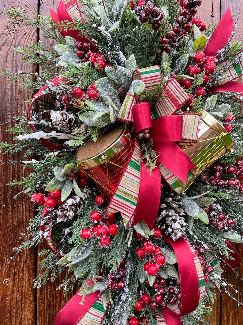 Drum Berry Swag, Christmas Berry Wreath, Holiday Wreath, Rustic Home ...