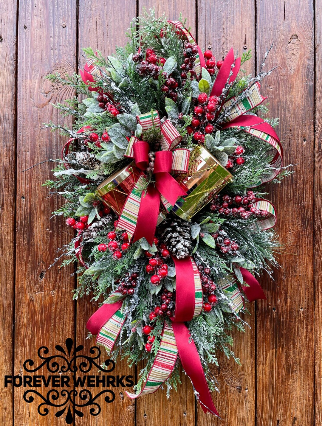 Drum Berry Swag, Christmas Berry Wreath, Holiday Wreath, Rustic Home ...