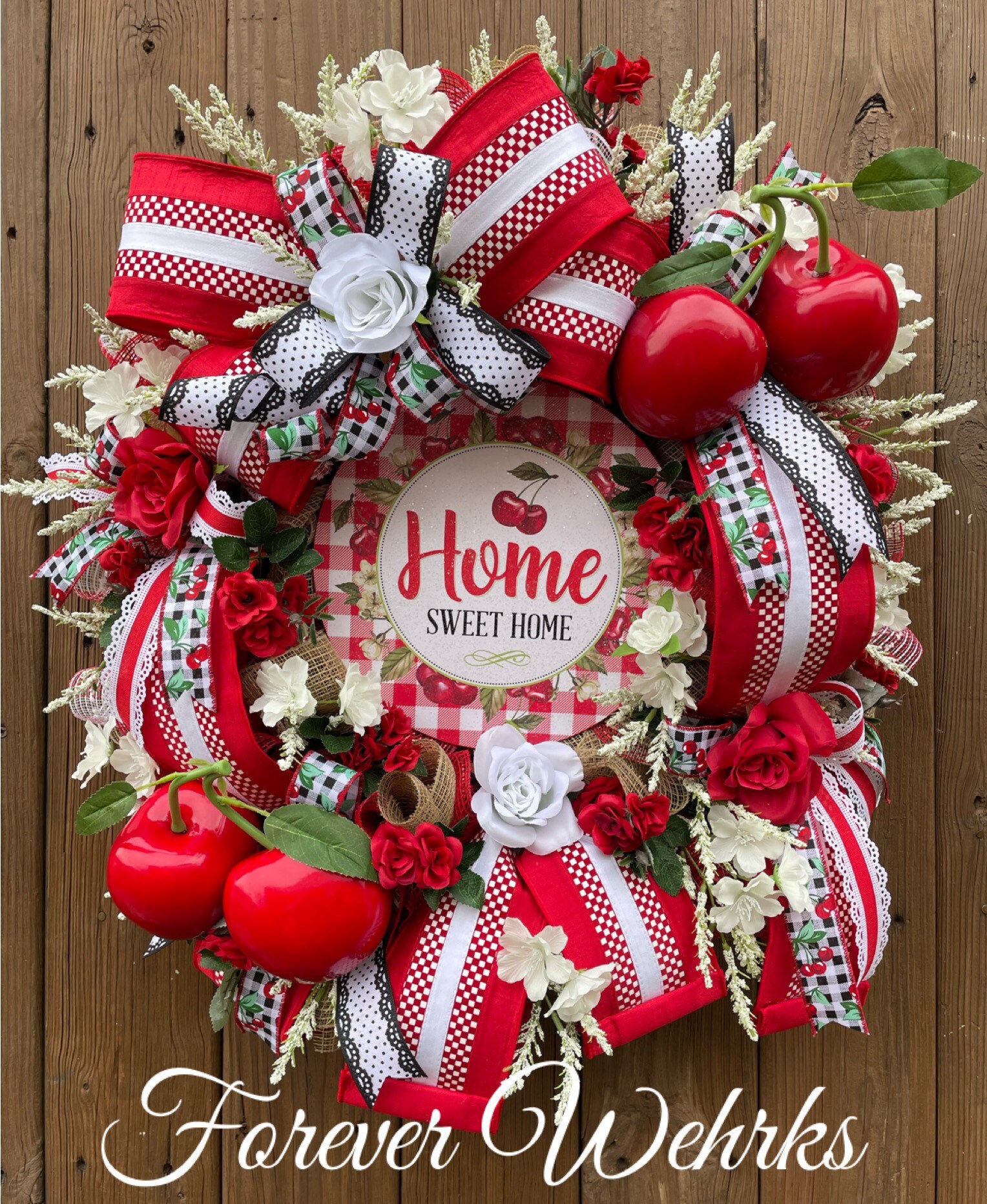 Cherry Wreath, Home Sweet Home Wreath, Fruit Decor, Spring Front Door ...