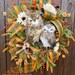 Owl Fall Wreath, Owl Autumn Wreath, Fall Home Decor, Thanksgiving Home ...