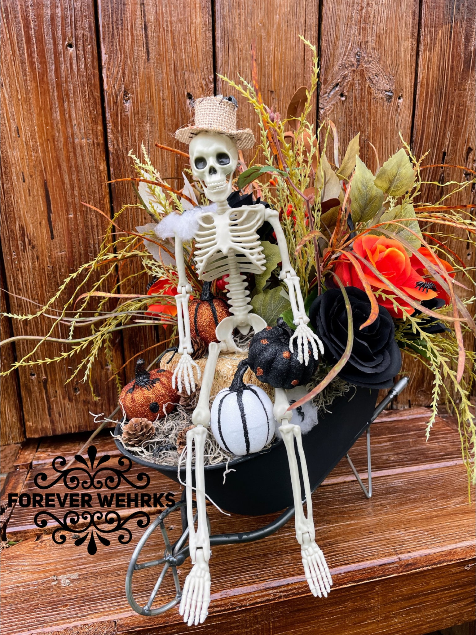 Halloween Wheelbarrow Centerpiece, Halloween Table Arrangement ...