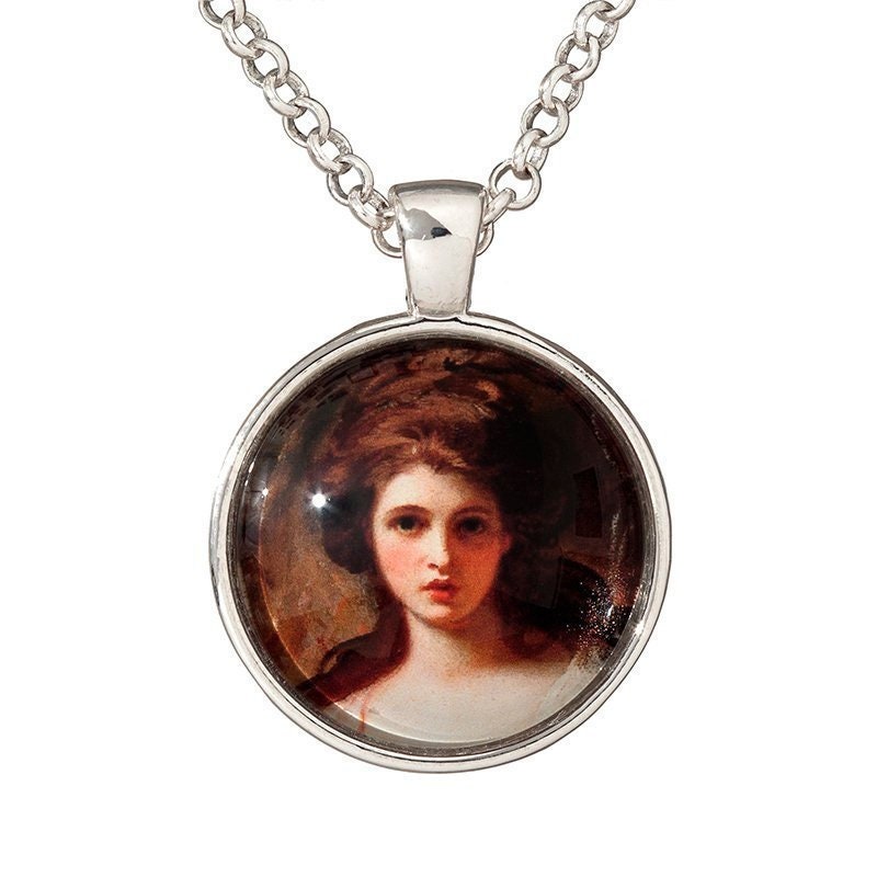 George Romney, 'emma Hart as Circe', Art Pendant With 24" Silver Plated ...