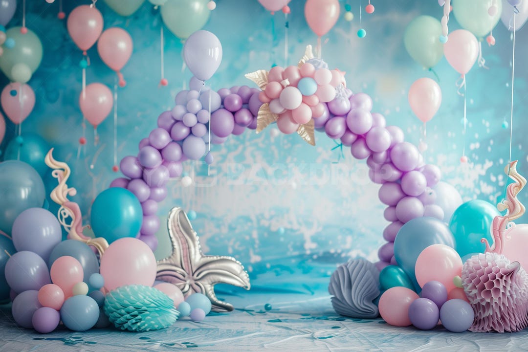 Mermaid Colors Balloon Arch Sea Scales Photography, Digital File, High ...