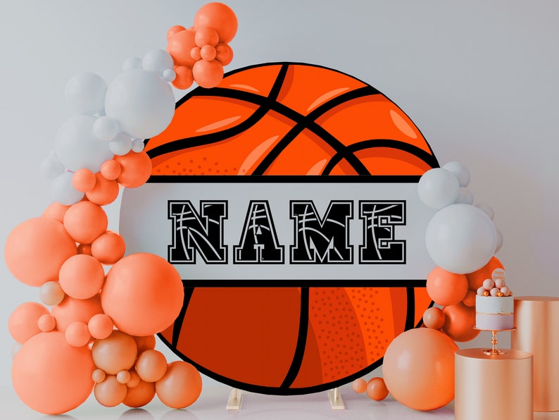 Basketball Round Backdrop Custom Name Sport Circle Cover - Etsy