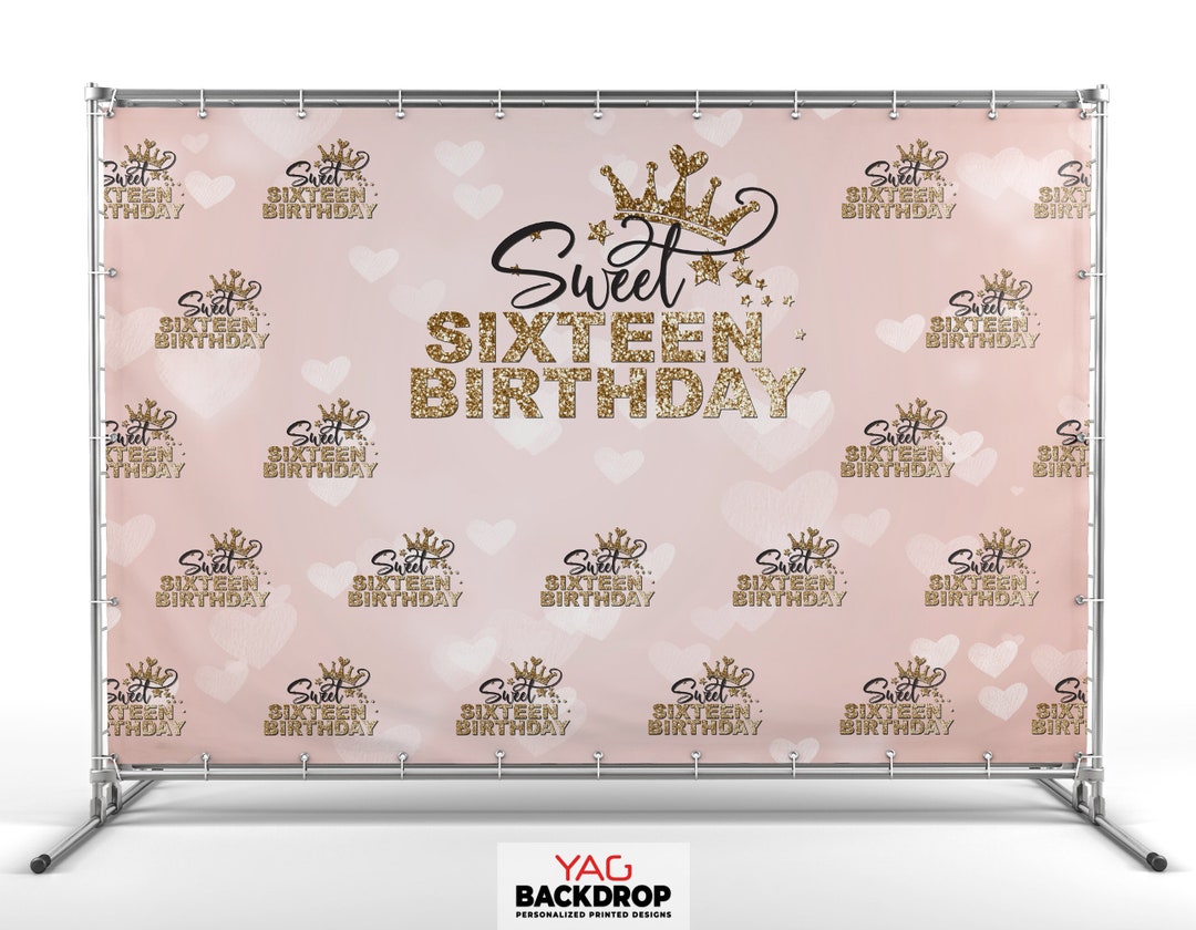 Sweet Sixteen Birthday Backdrop Princess Queen Hearts - Etsy