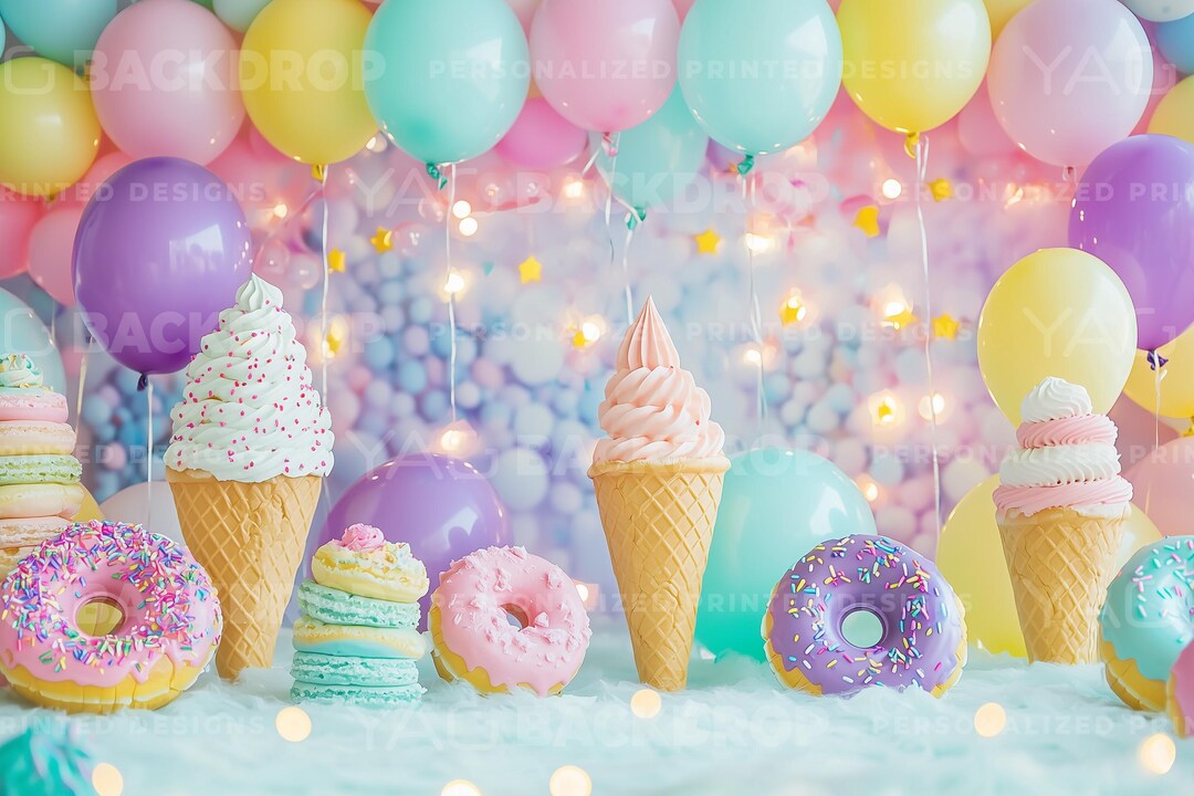 Balloons Pastel Colors Ice Cream Cones, Macarons, Magical, Candy ...