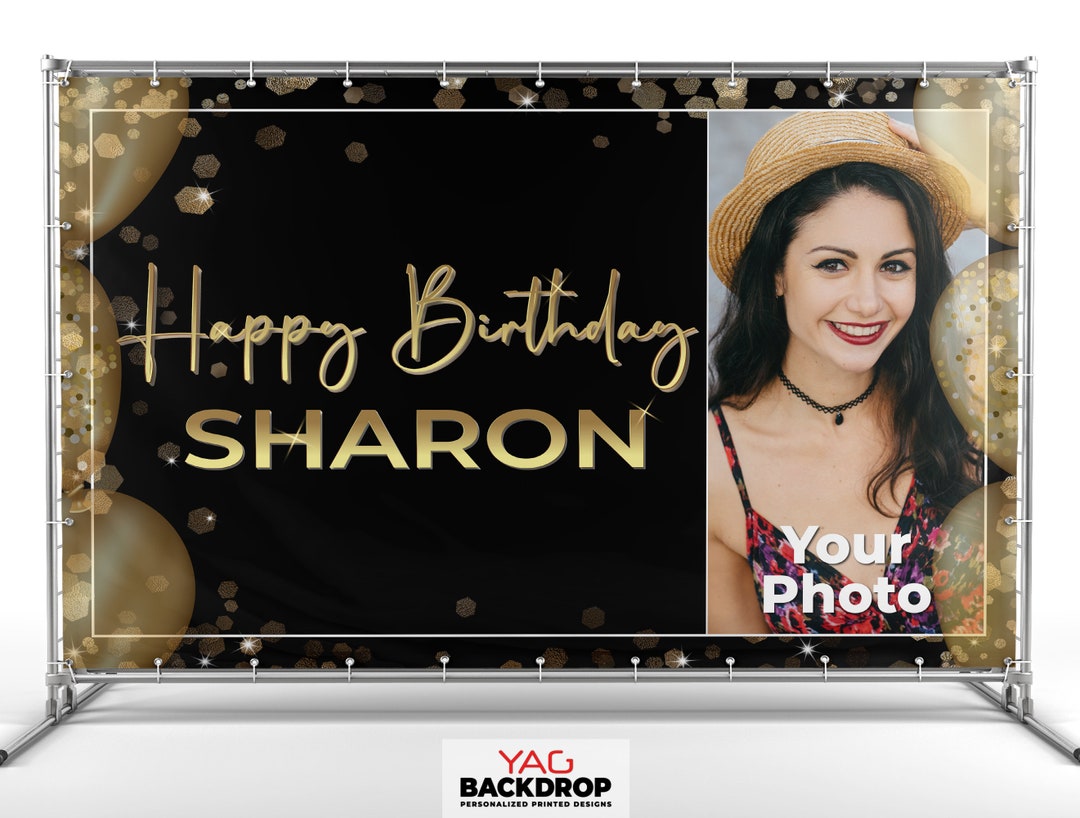 Custom Printed Happy Birthday Backdrop Personalized Name & Picture ...