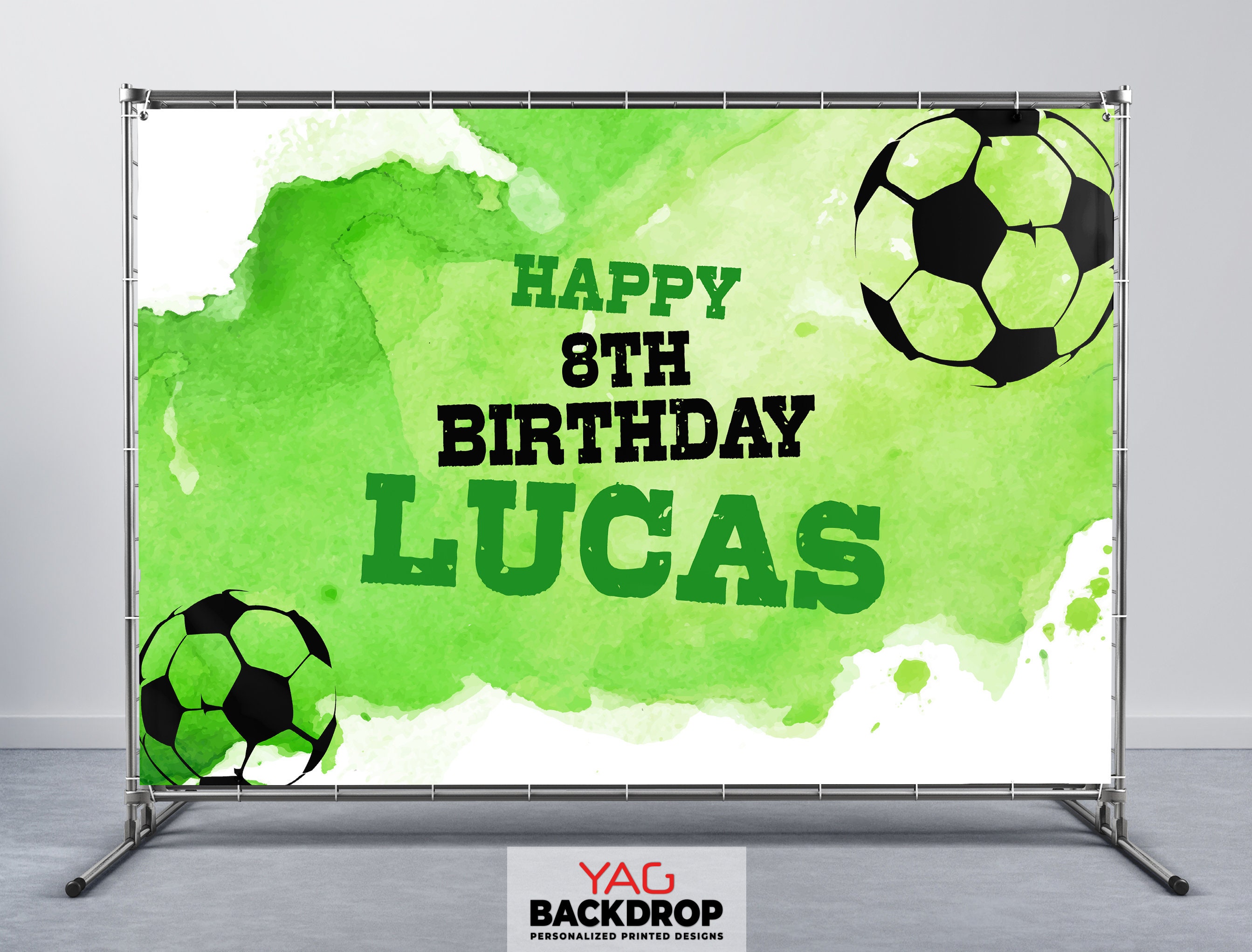 Printed Backdrop Soccer Football Ball Green Goal Sport Star | Etsy