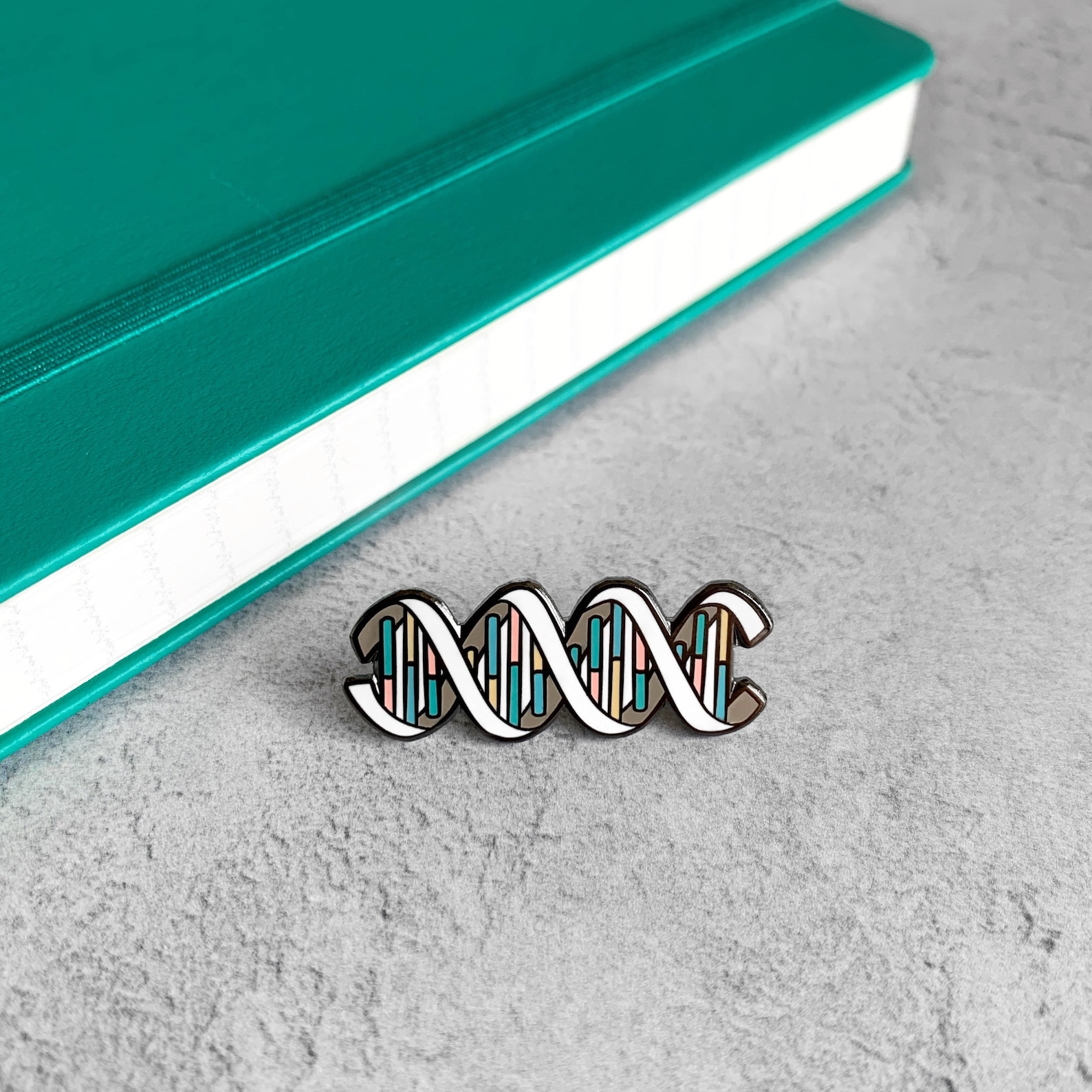 Double Helix / DNA Hard Enamel Pin Badge - White, Orange, Green, Blue ...