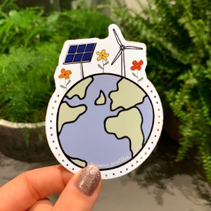 Climate Change/renewables Earth Sticker - Green and Blue - Etsy