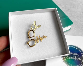 She/her Pronoun Hard Enamel Pin Badge White and Rose Gold | Etsy