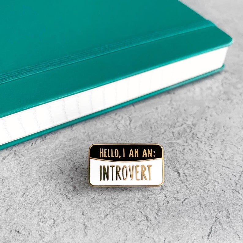 Introvert Hard Enamel Pin Badge - White, Black and Gold - Etsy UK