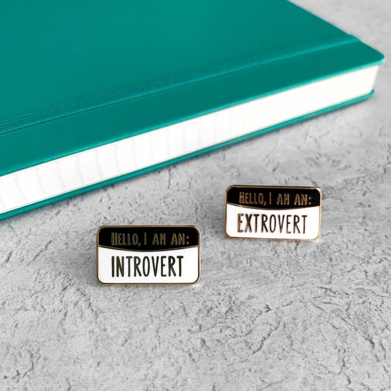 Introvert Hard Enamel Pin Badge - White, Black and Gold - Etsy UK