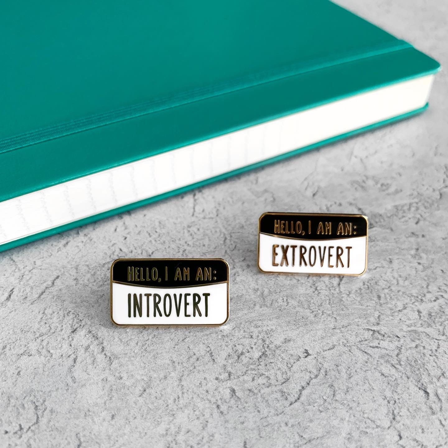 Introvert Hard Enamel Pin Badge White Black and Gold - Etsy UK
