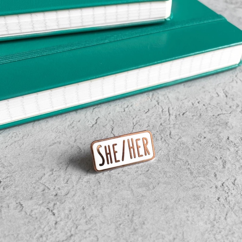 She/her Pronoun Hard Enamel Pin Badge - Etsy UK