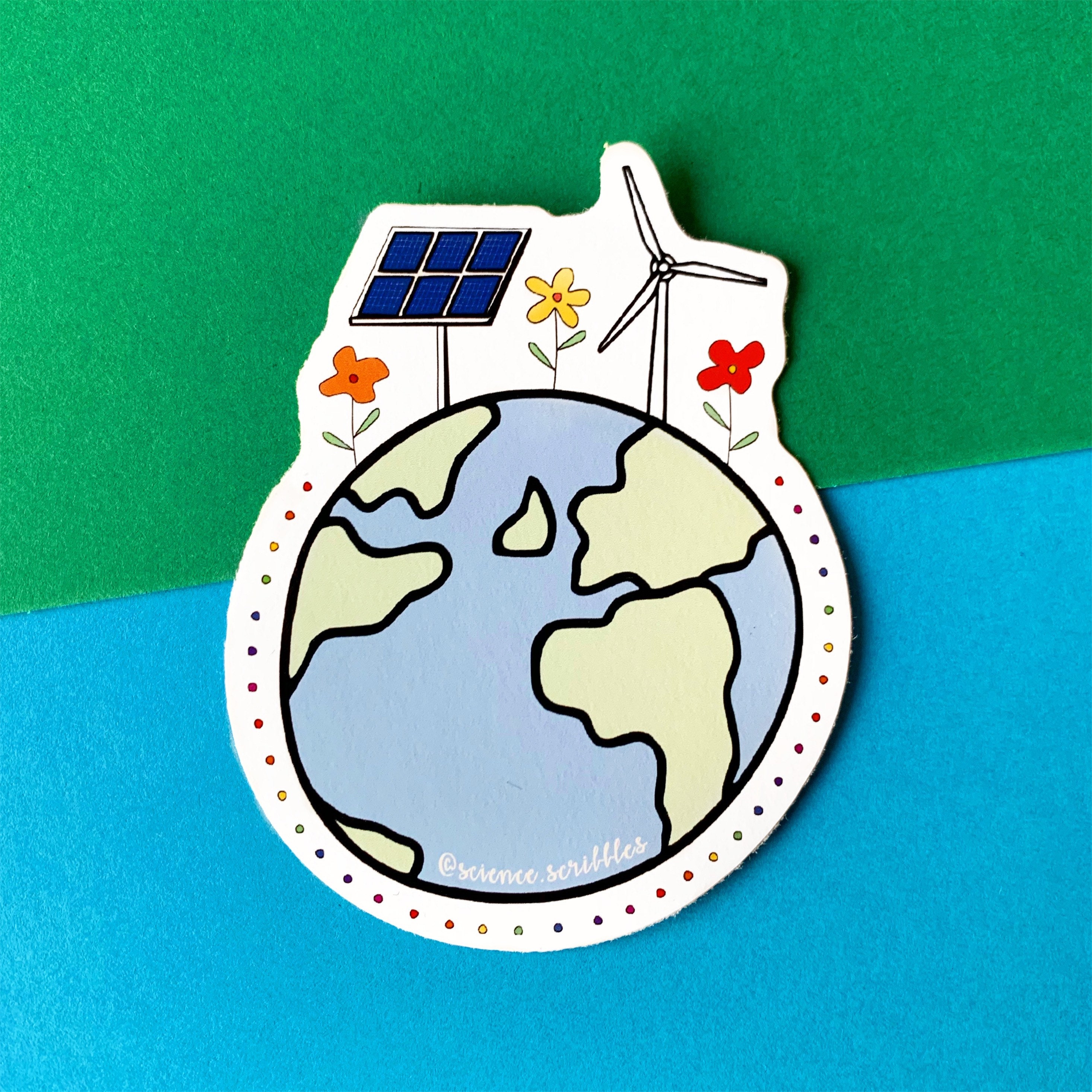 Climate Change/Renewables Earth Sticker Green and Blue | Etsy