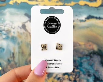 She/her Pronoun Hard Enamel Pin Badge White and Rose Gold | Etsy