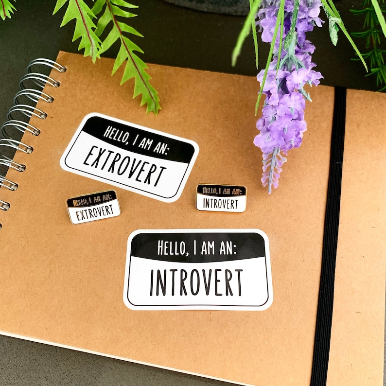 Introvert Hard Enamel Pin Badge White Black and Gold - Etsy UK