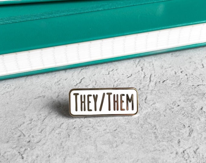 They/them Pronoun Hard Enamel Pin Badge - Etsy UK