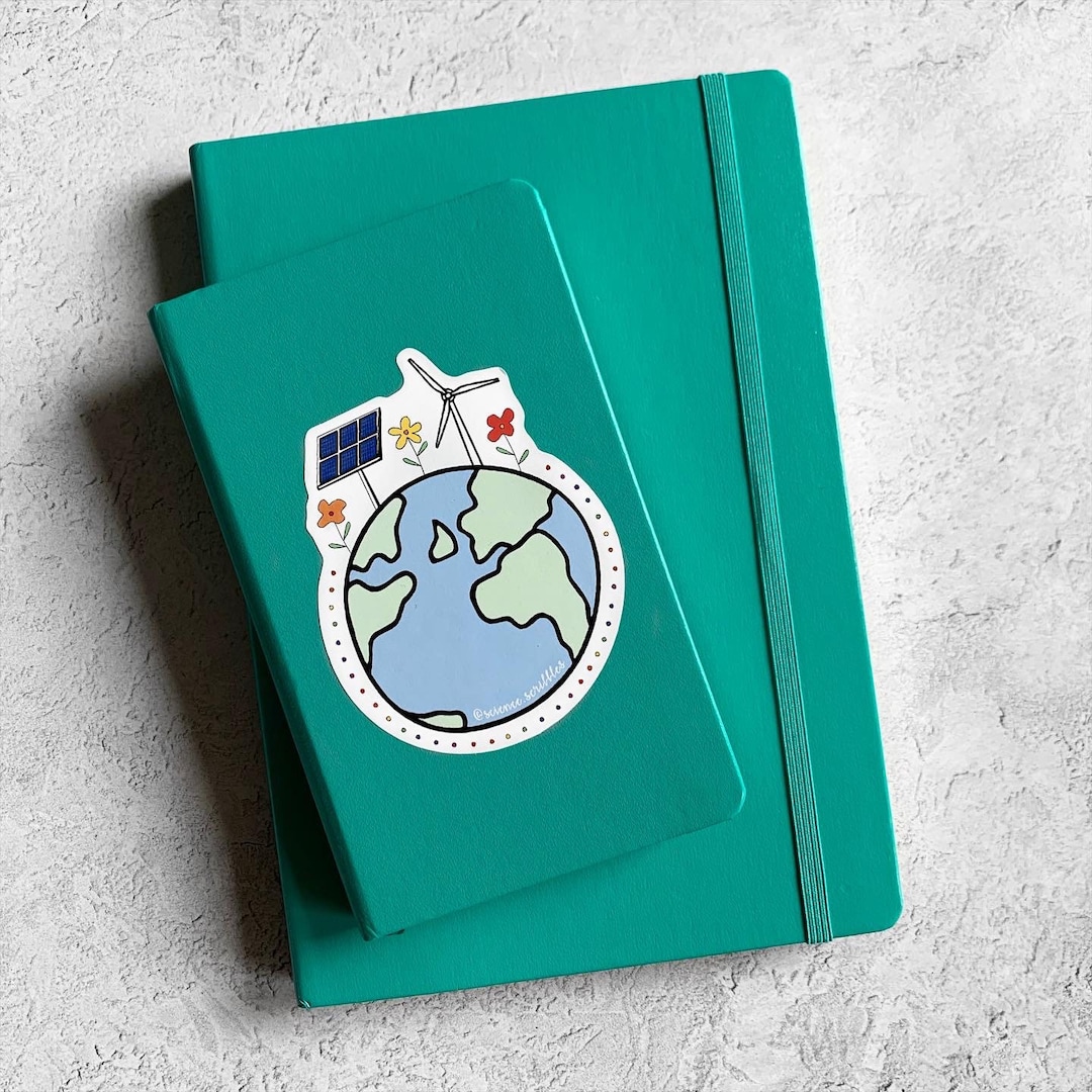 Climate Change/renewables Earth Sticker - Green and Blue - Etsy