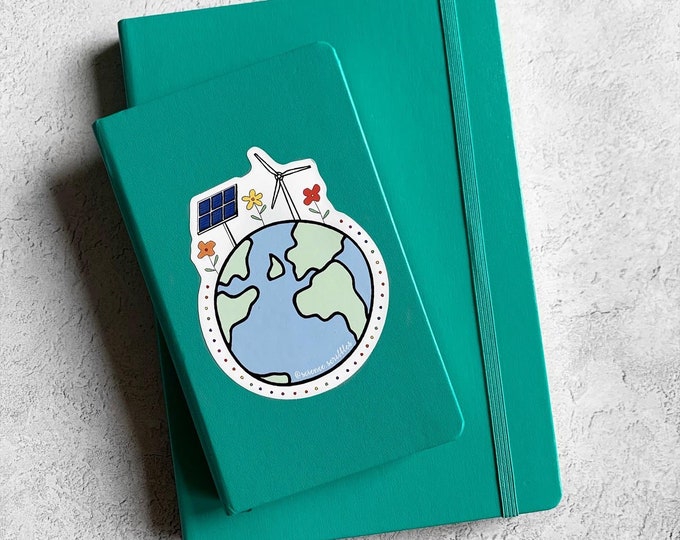 Climate Change/renewables Earth Sticker Green and Blue - Etsy