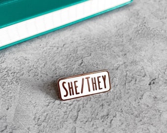 She/her Pronoun Hard Enamel Pin Badge White and Rose Gold | Etsy