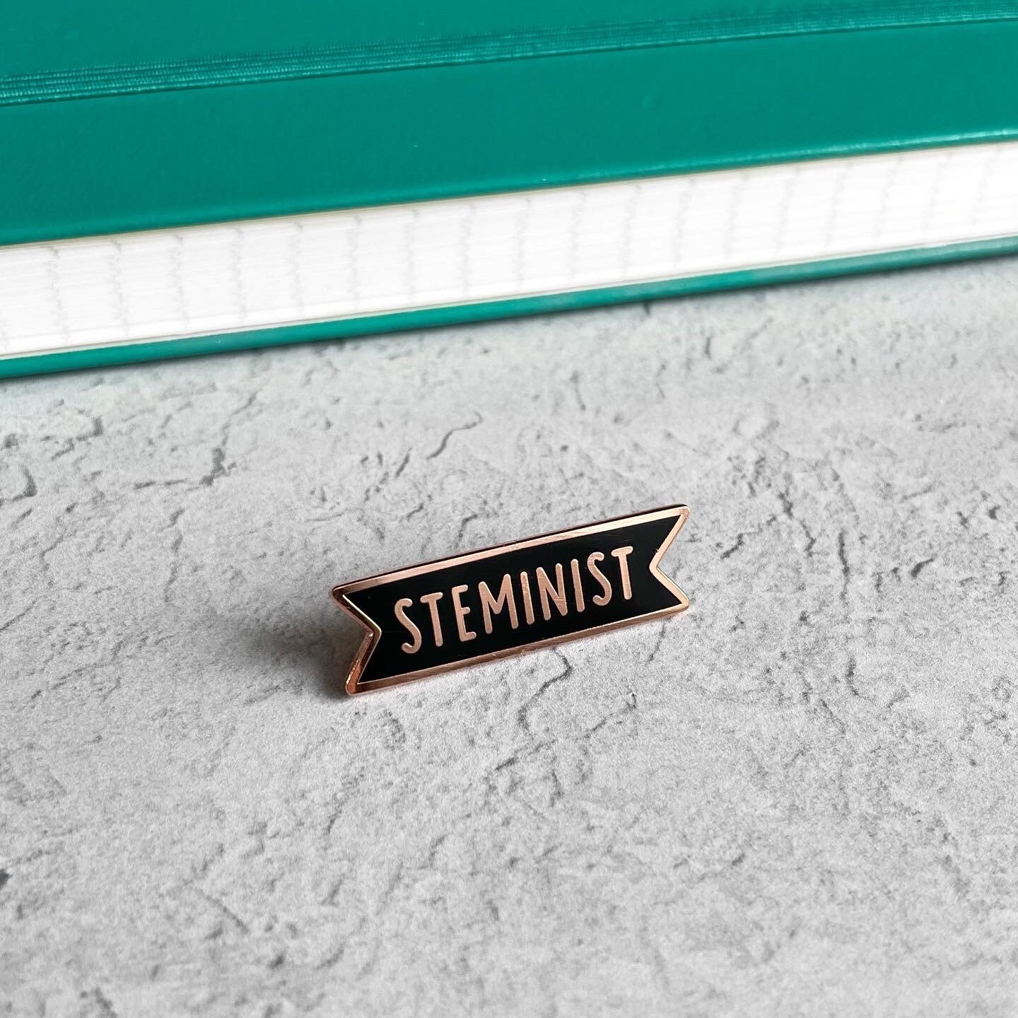 STEMINIST Hard Enamel Pin Badge - White or Black - Etsy UK