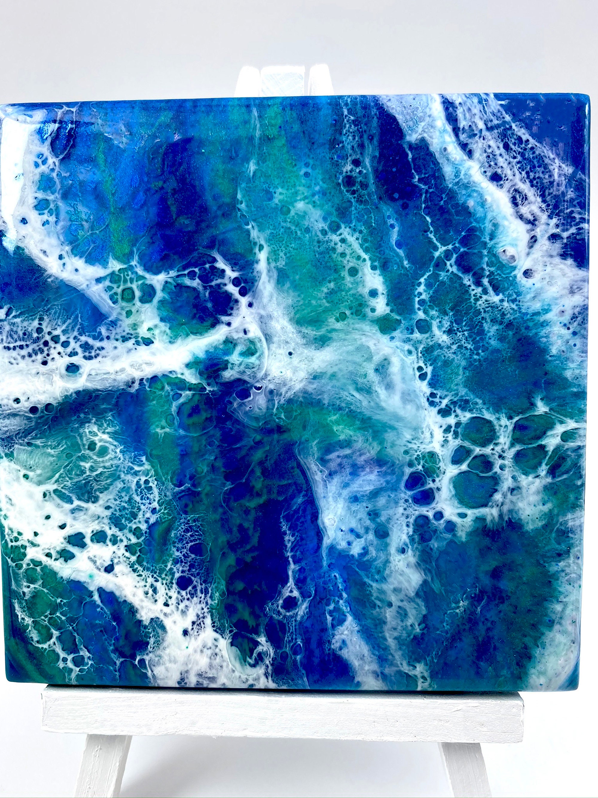 Blue Green Teal Turquoise Resin Ceramic Coasters Perfect | Etsy