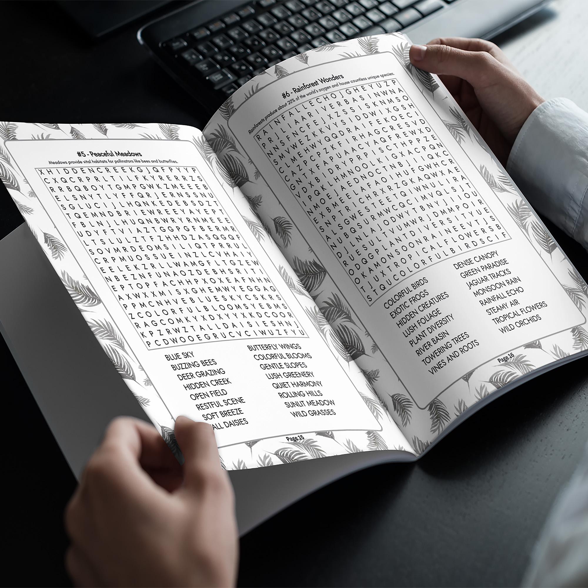 Nature Lovers Word Search Puzzle Book: Large Print, 100 Beautiful ...