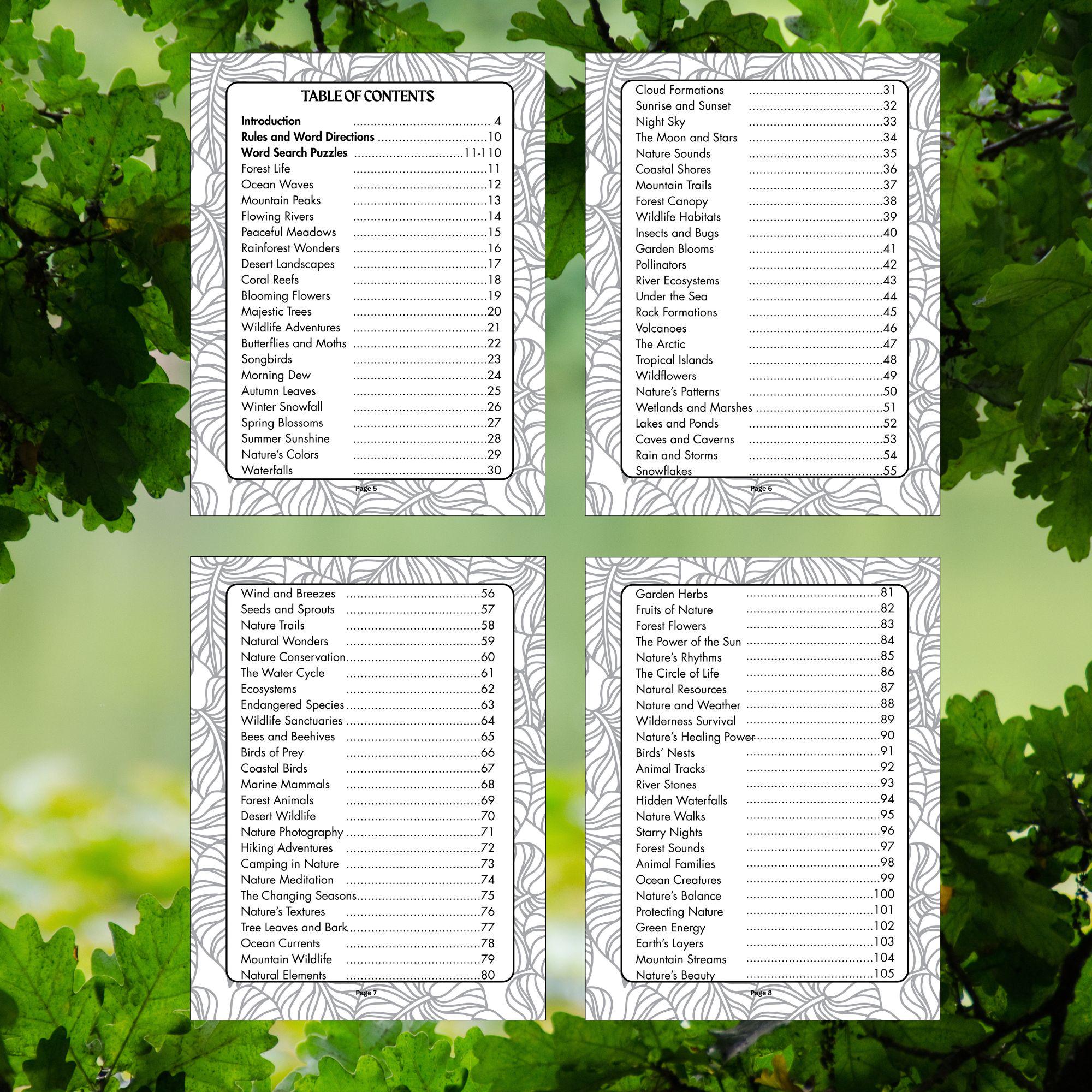 Nature Lovers Word Search Puzzle Book: Large Print, 100 Beautiful ...