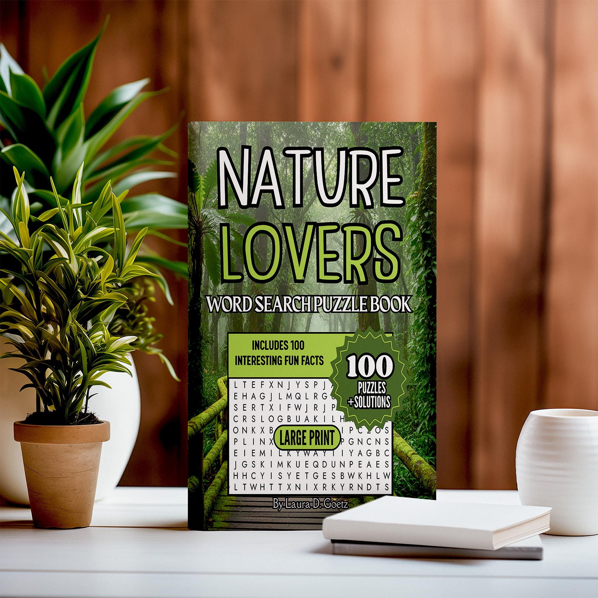 Nature Lovers Word Search Puzzle Book: Large Print, 100 Beautiful ...